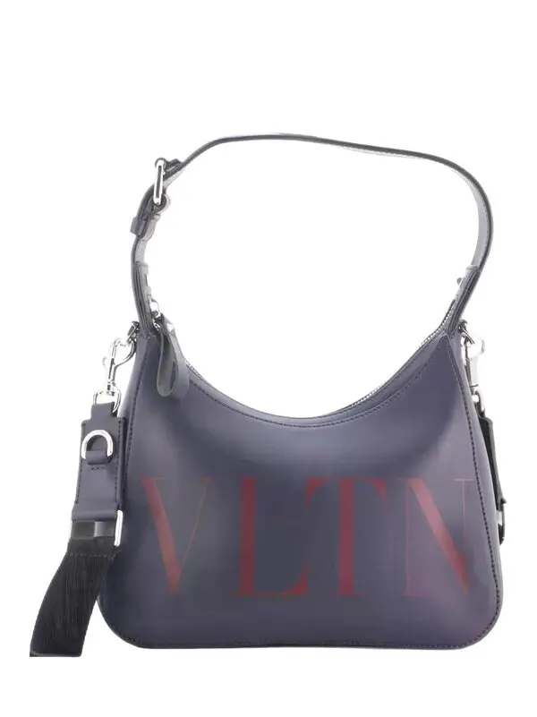 Valentino Garavani Vltn Printed Leather Small Hobo Bag - Blue