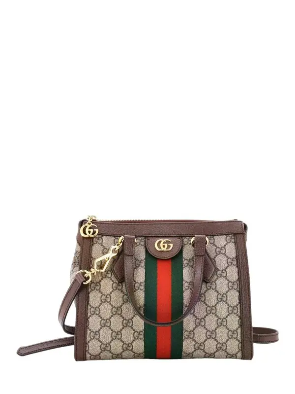 Gucci Ophidia Top Handle Gg Coated Canvas Small Tote Bag - Brown