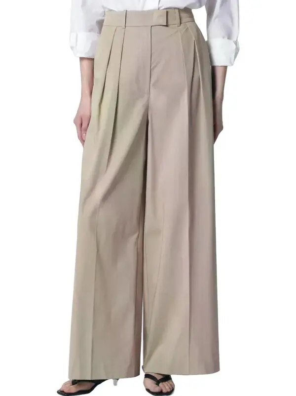 ANINE BING Lou Pleated Trousers - Neutrals