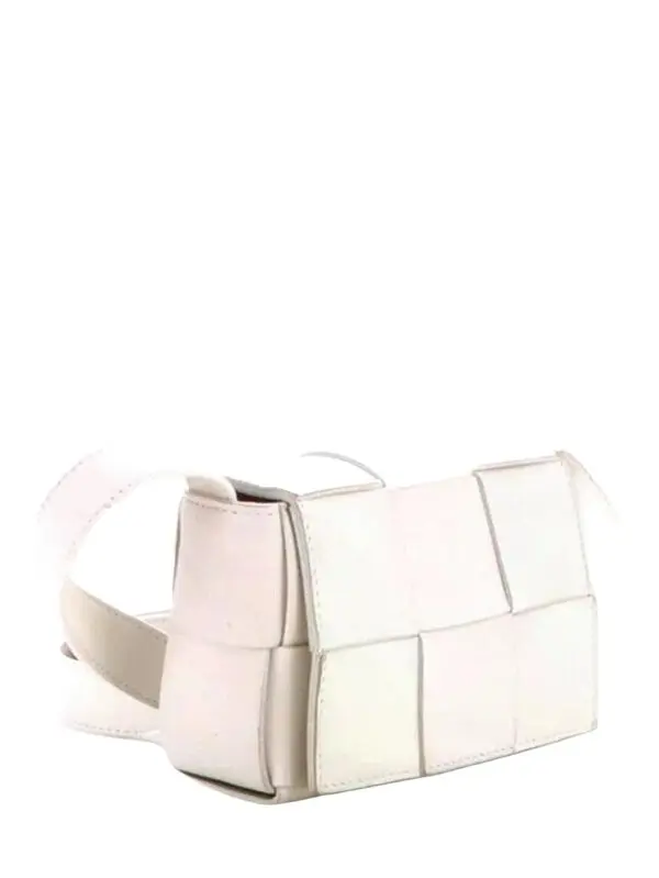 Bottega Veneta Cassette Maxi Intrecciato Leather Candy Crossbody Bag - White