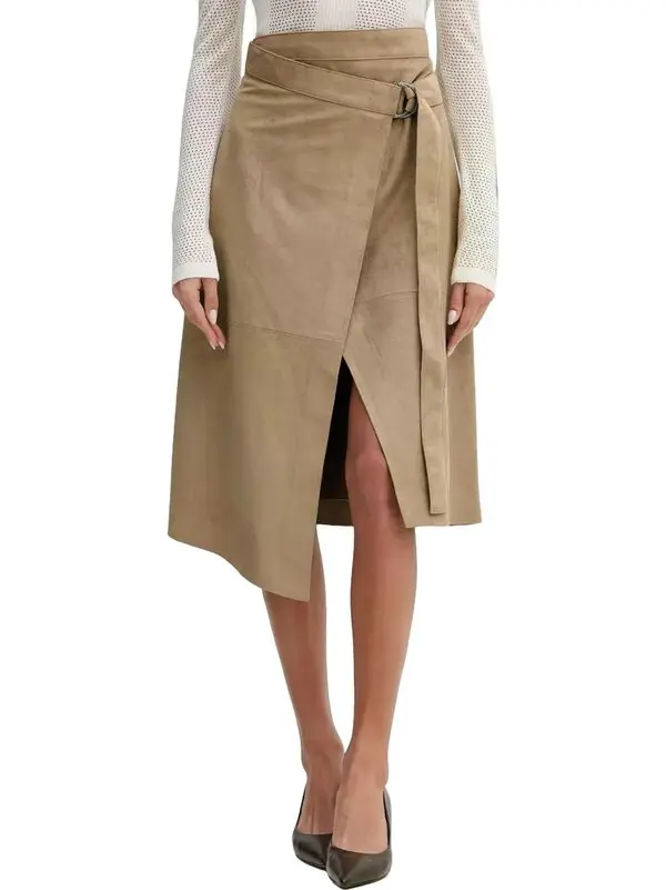 Sisley Belted Asymmetric Midi Skirt - Neutrals