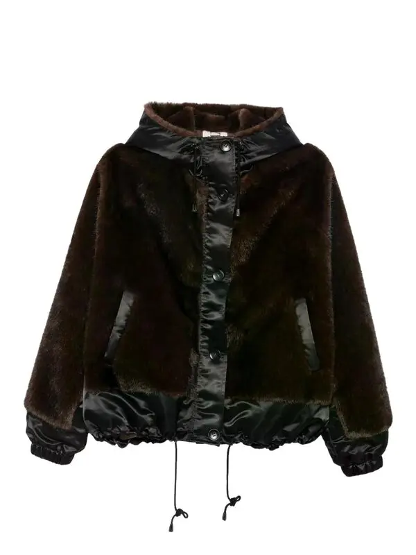 VALENTINI 1972 Faux-fur Panelled Coat - Brown
