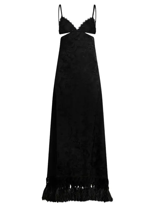 Etro Jacquard Long Dress With Lace - Black