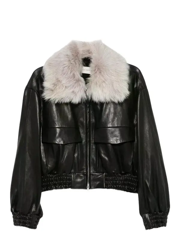 Nour Hammour Ellery Fur-collar Leather Jacket - Black
