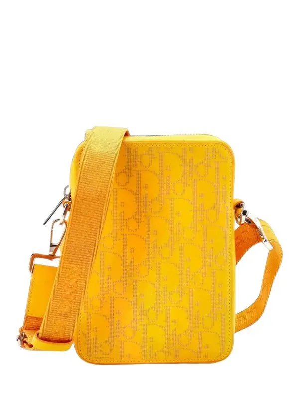Dior World Tour Zip Messenger Pouch Oblique Galaxy Leather Crossbody Bag - Yellow
