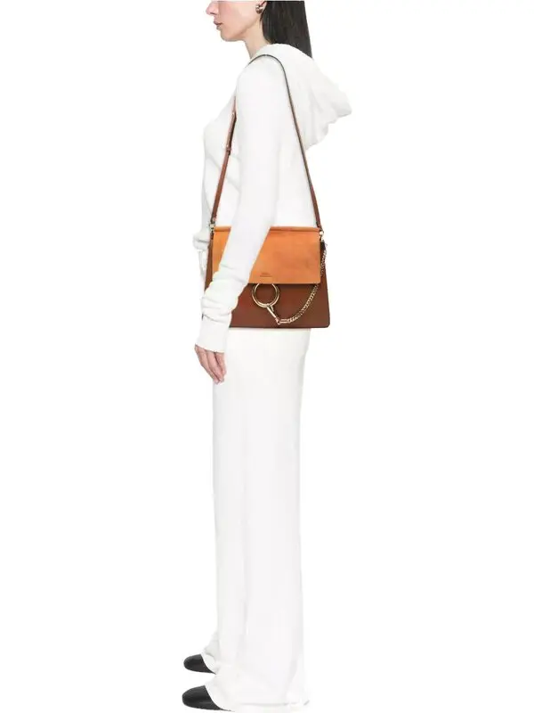 Chloé 2017 Medium Calfskin And Suede Faye Crossbody Bag - Brown