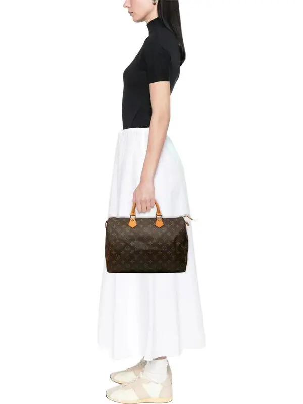 LOUIS VUITTON 1992 Monogram Speedy 35 Boston Bag - Brown