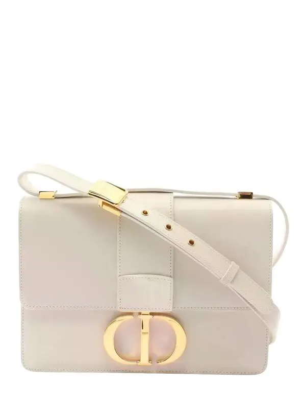 Dior 2000-2026 Leather 30 Montaigne Flap Crossbody Bag - White