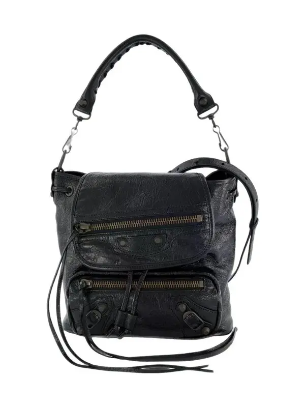 Balenciaga Small Le City Crinkled-leather Backpack - Black