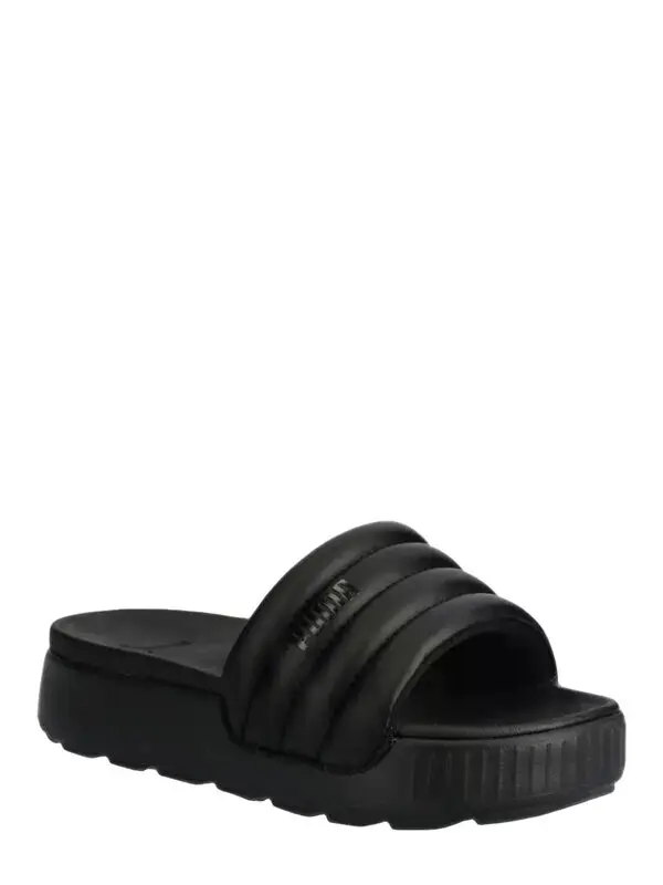 PUMA Karmen Puffy Quilted Logo-plaque Slides - Black