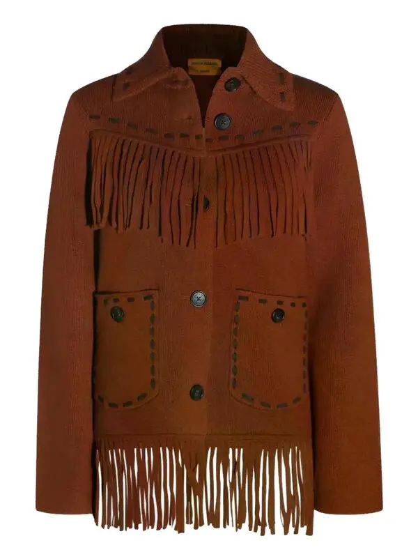 Guest In Residence Western Fringe Trimmed Cashmere Jacket - Brown