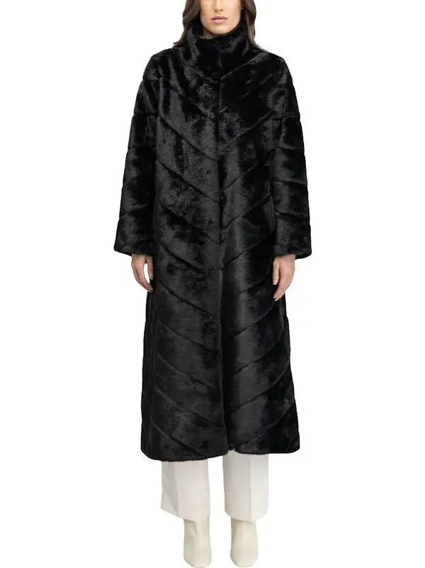 LYLA GRANT Faux Fur Mink Coat - Black