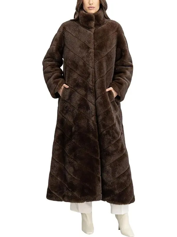 LYLA GRANT Faux Fur Mink Coat - Brown