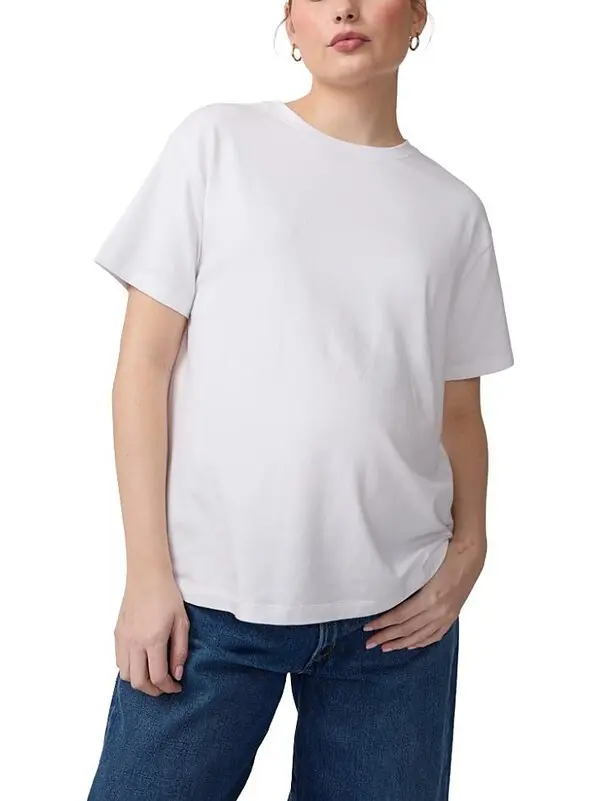 INGRID & ISABEL Short Sleeve Relaxed Jersey Maternity Tee - White