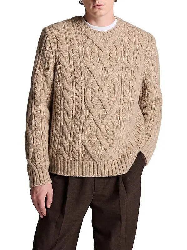 Vince Mega Cable Wool Blend Crewneck Sweater - Oatmeal