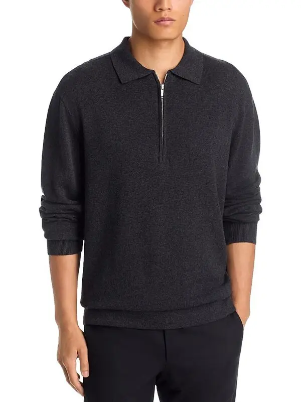 DL1961 Knit Zip Up Polo Sweater - Charcoal