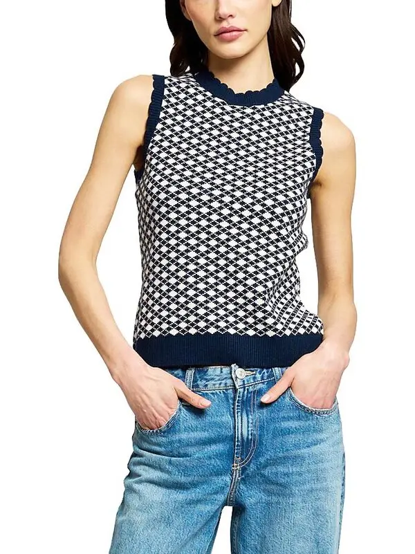 Central Park West Marlo Vest Top - Navy Multicolor