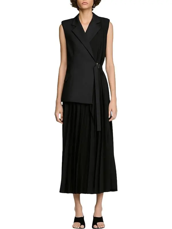 Sandro Eleonore Tailored Wrap Maxi Dress - Black