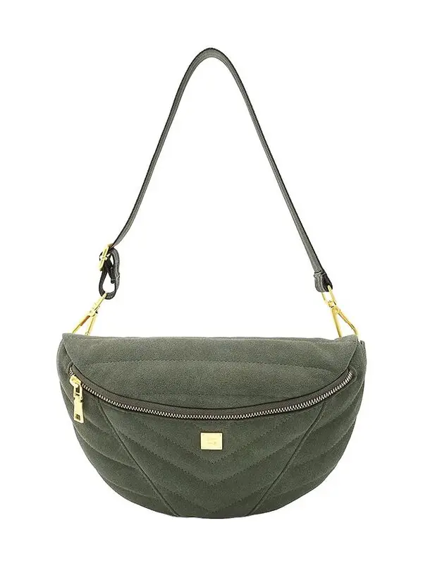 THINK ROYLN Little Runway Medium Suede Crossbody - Olive