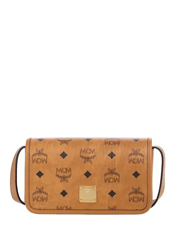 Mcm Aren Small Visetos Crossbody Bag - Cognac