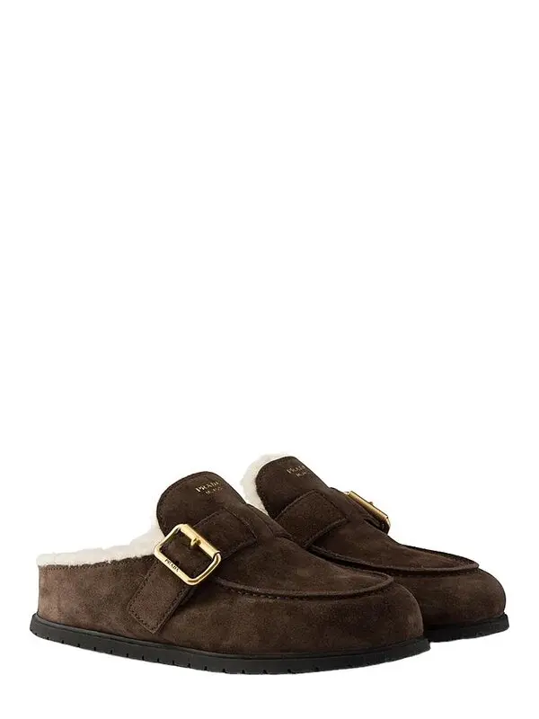 Prada Suede Mules - Dark Brown