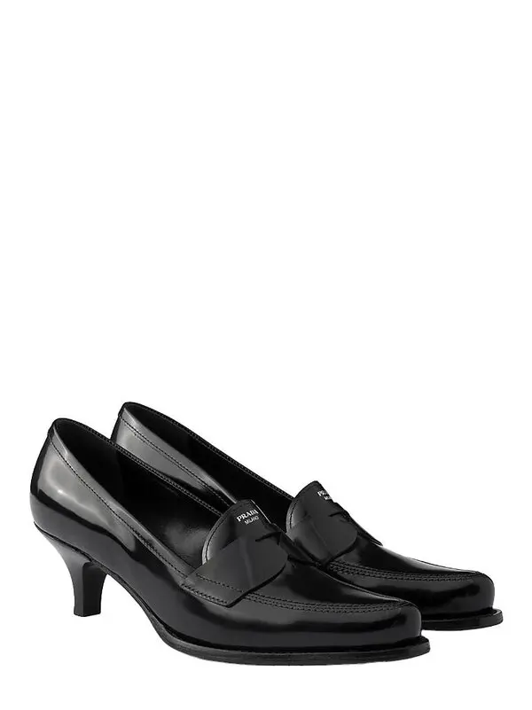 Prada Brushed Leather Loafers - Black