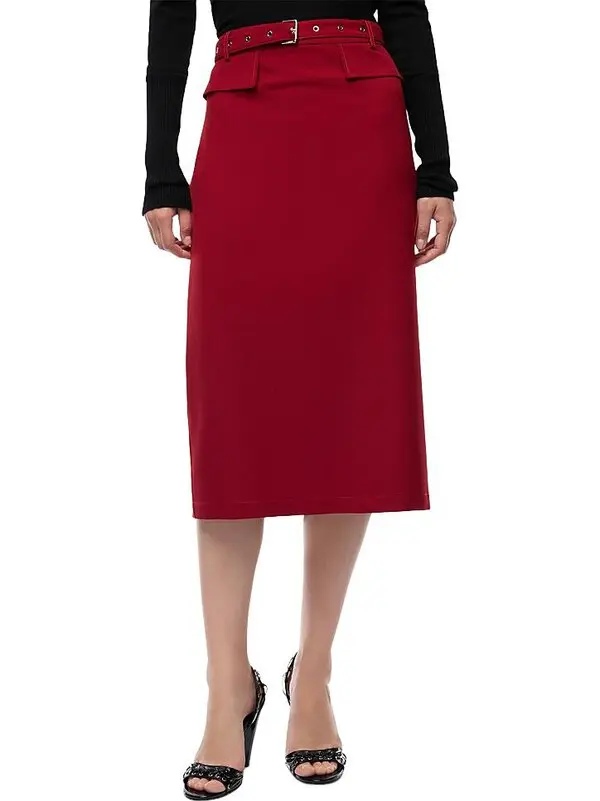 Pinko Gazania Belted Crepe Skirt - Rio Red