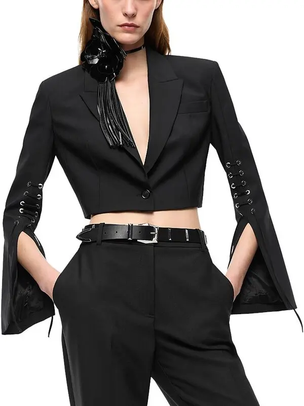 Pinko Corvette Spencer Cropped Blazer - Black