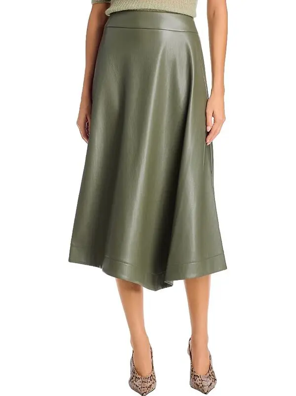 Hugo Boss Ventara1 Faux Leather Midi Skirt - Tea Leaf