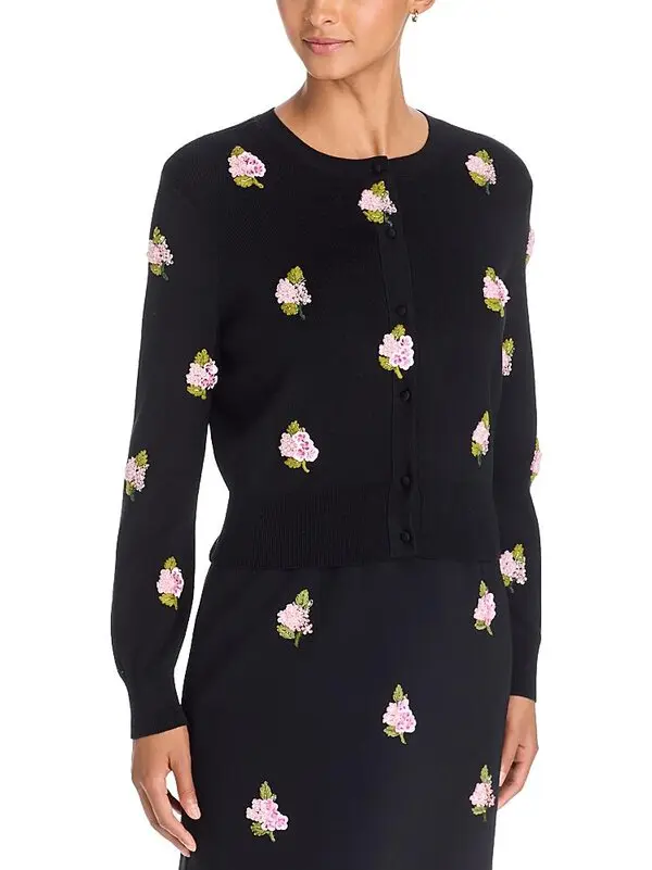 Carolina Herrera Silk & Cotton Embellished Cardigan - Black/multi