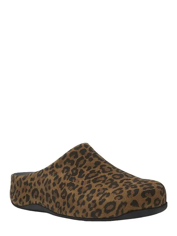 Fitflop Shuv Suede Leopard Print Clogs - Tan/black