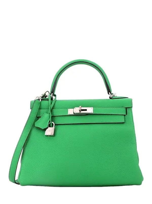 Hermès Kelly 28 Leather Palladium Satchel - Bamboo