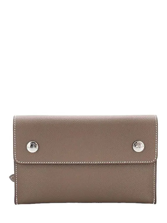 Hermès Hermesnap Epsom Leather Wallet Bag - Gray