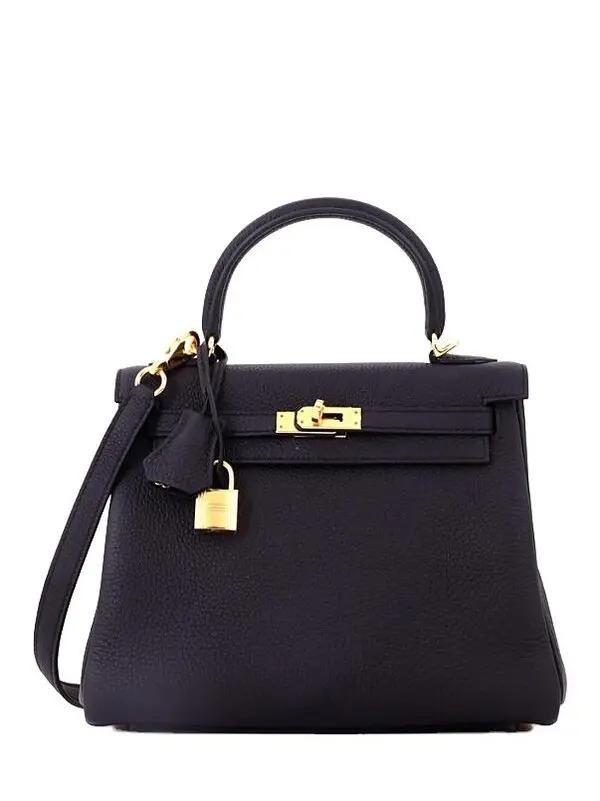 Hermès Kelly 25 Togo Leather Gold Tone Shoulder Bag - Noir