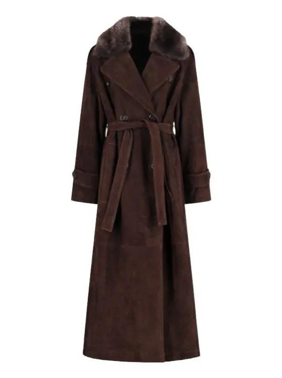 BLANCHA Long-sleeved Trench Coat - Black