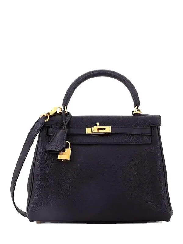 Hermès Kelly 25 Togo Leather Gold Tone Hardware Handbag - Noir