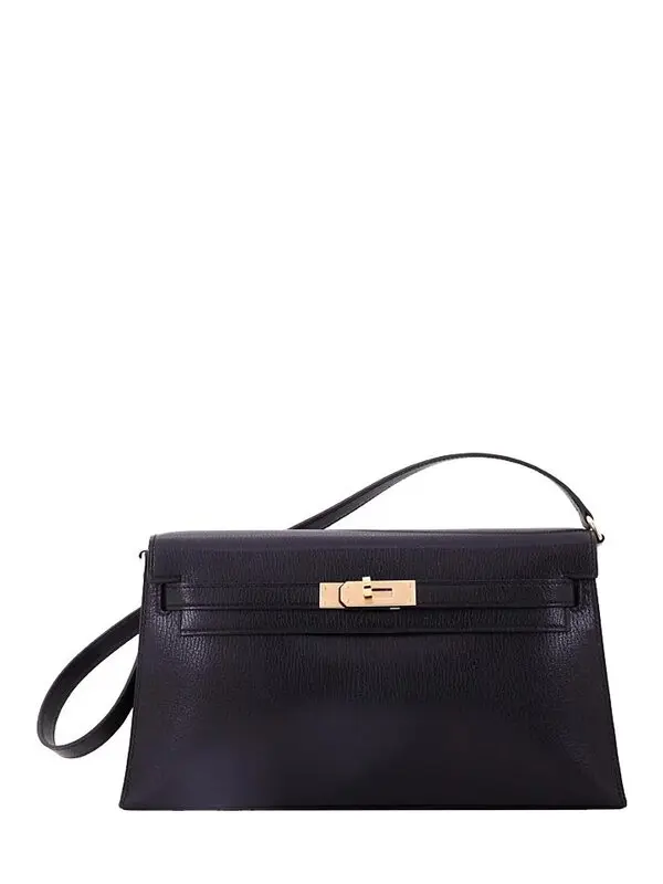 Hermès Kelly Elan Chevre Leather Shoulder Bag - Black