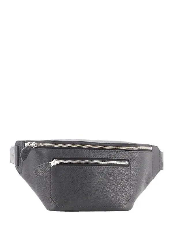 Hermès Pm Cityslide Togo Leather Silver Tone Hardware Belt Bag - Black