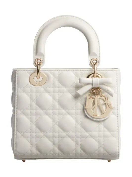 Dior Small Lady Bag With Strap - Latte