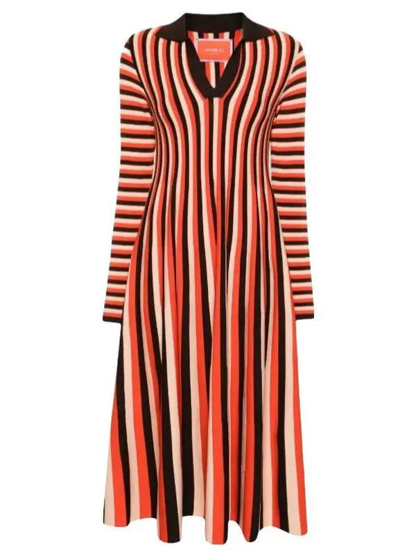 La DoubleJ Plaza Knitted Midi Dress - Red