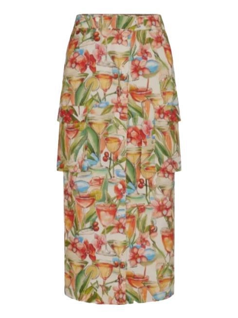 Farm Rio Tiered Floral Skirt - Nude