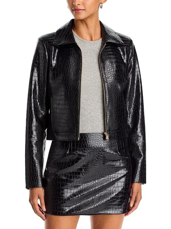 Generation Love Lola Faux Leather Zip Front Jacket - Black