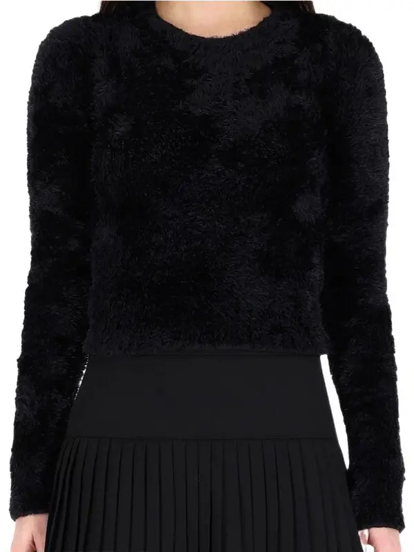 MARINE SERRE Wild Fluffy Knit Fitted Crewneck Jumper - Black