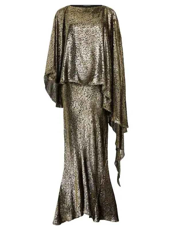 Roberto Cavalli Draped Metallic Maxi Dress - Golden