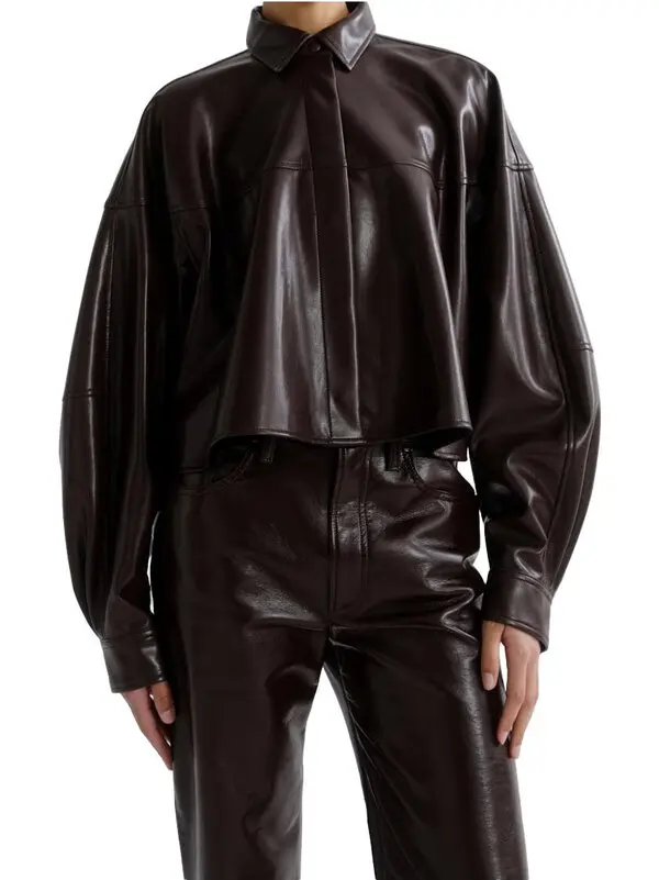 AGOLDE Collared Long-sleeved Shirt - Dark Brown