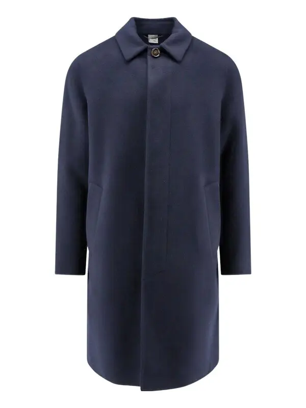 Aspesi Single-breasted Concealed-placket Coat - Blue