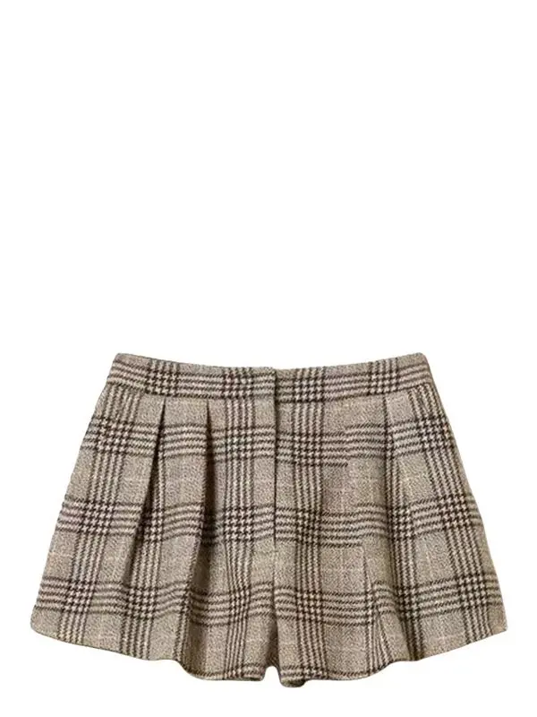 TWINSET Chequered Wool Cloth Shorts With Sequins - No