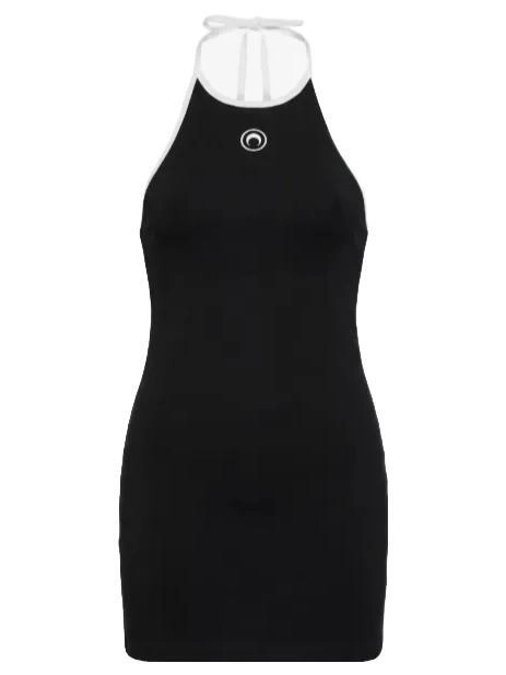 MARINE SERRE Halterneck Mini Dress - Black