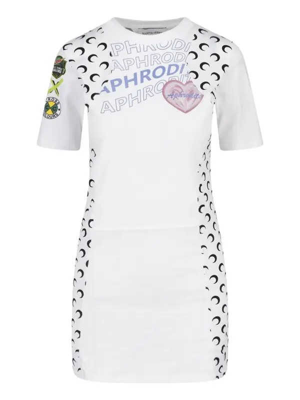 MARINE SERRE Graphicprint Tshirt Mini Dress - White