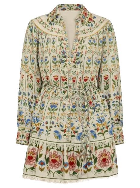 Farm Rio Floral Mini Dress - Nude